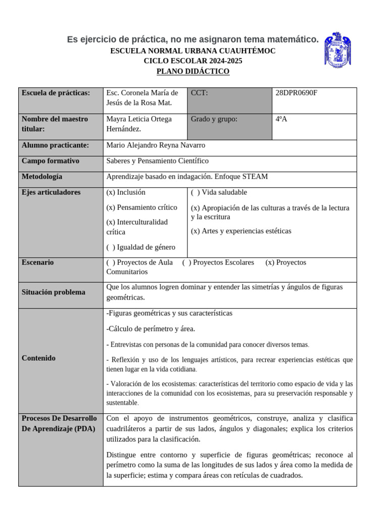 PLANEACION ALGEBRA | PDF | Ángulo | Geometría