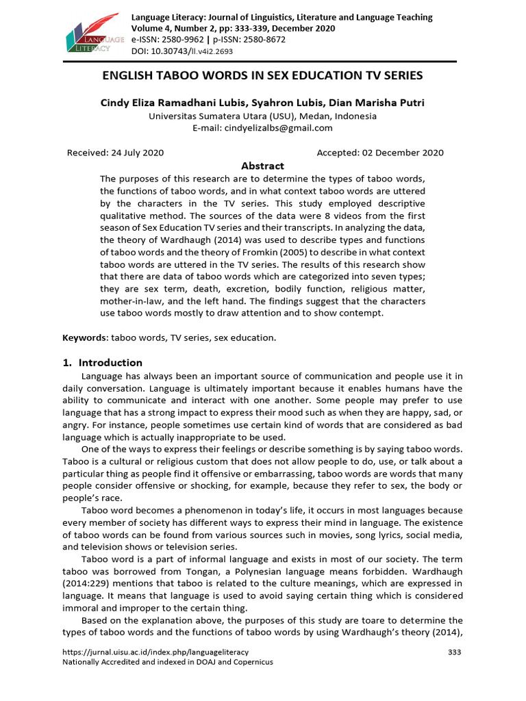 English Taboo Words in Sex Education TV | PDF | Profanity | Word