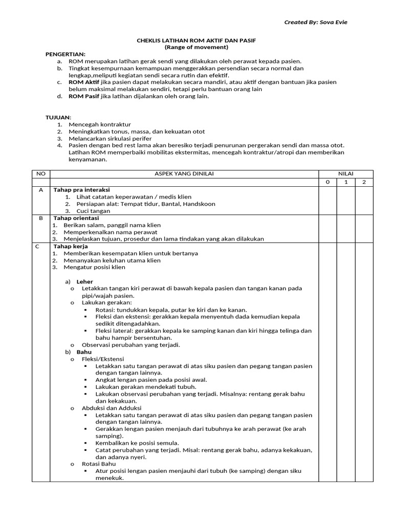 CHEKLIS ROM aktif dan Pasif | PDF