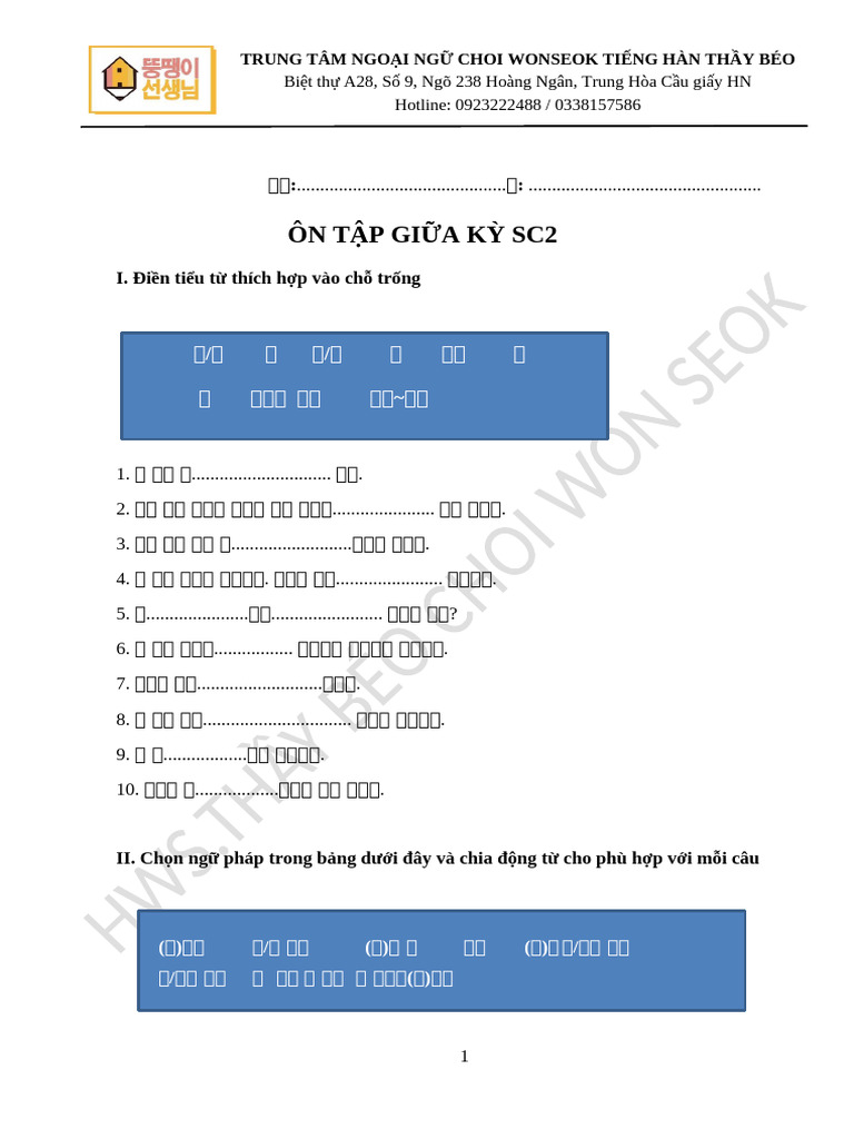 Ôn Tập Giữa Kỳ SC2 | PDF