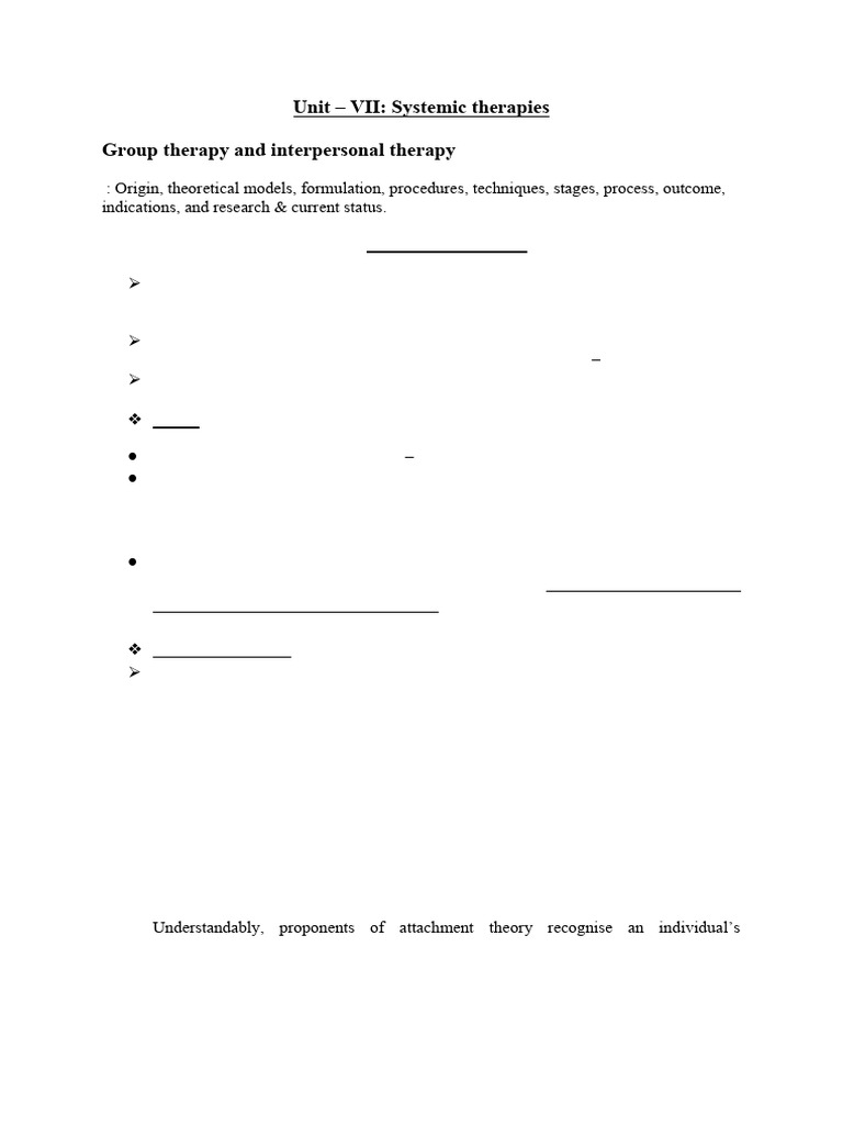 Systemic Therapies Notes | PDF | Psychotherapy | Psychoanalysis