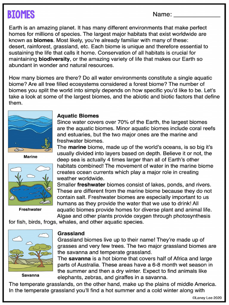 Biomes STUDY GUIDE 2 | PDF
