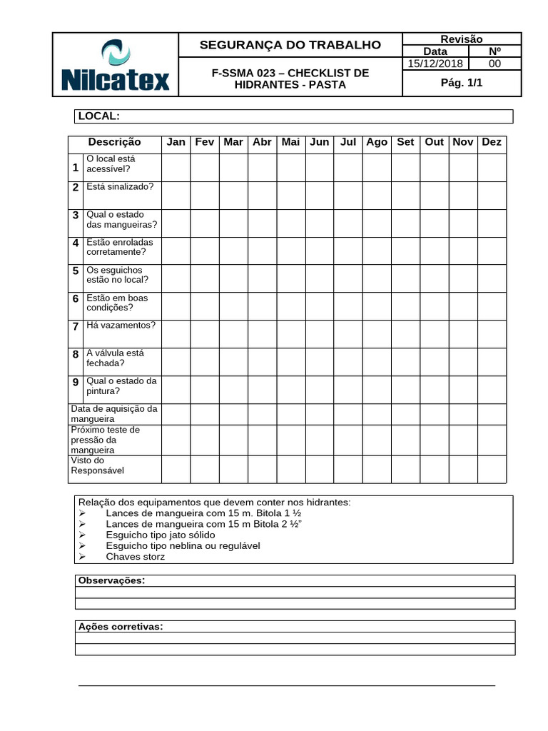 Check List Hidrantes | PDF