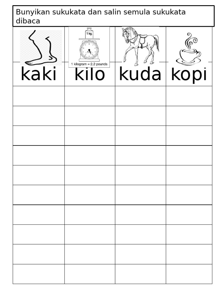 Latihan Kvkv Huruf k | PDF