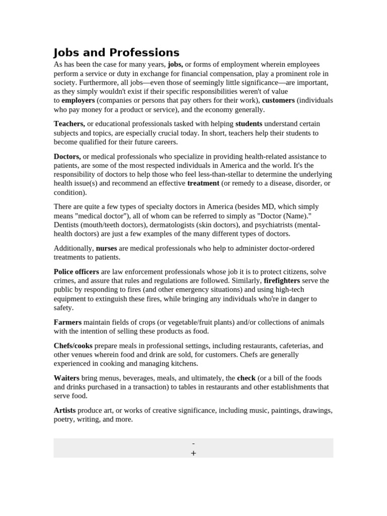 Overview of Jobs and Professions | PDF | Physician | Chef