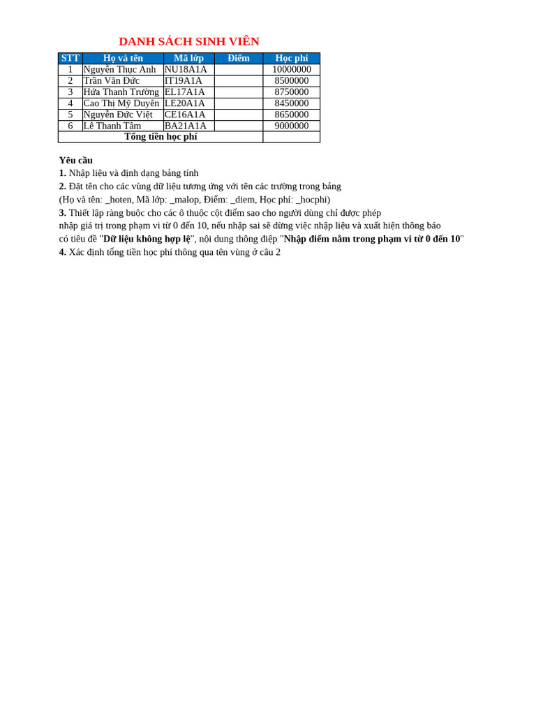 BaiTapTongHop THNC | PDF