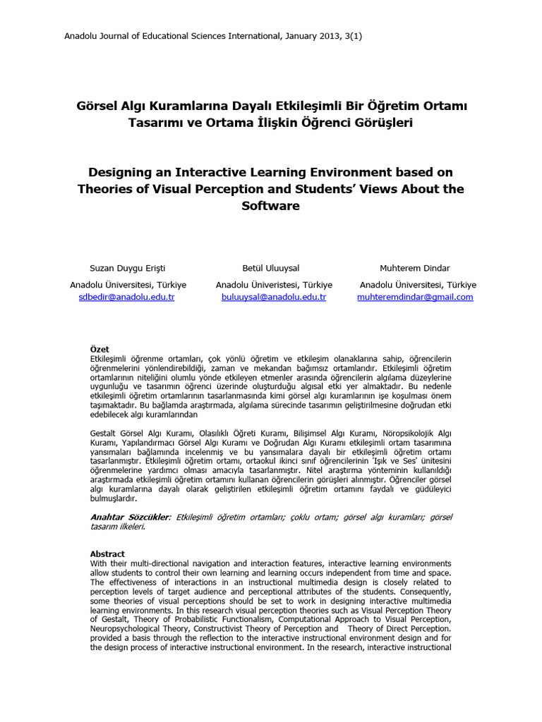Designing an Interactive Learning Environment Based on Theories of Visual Perception and ...