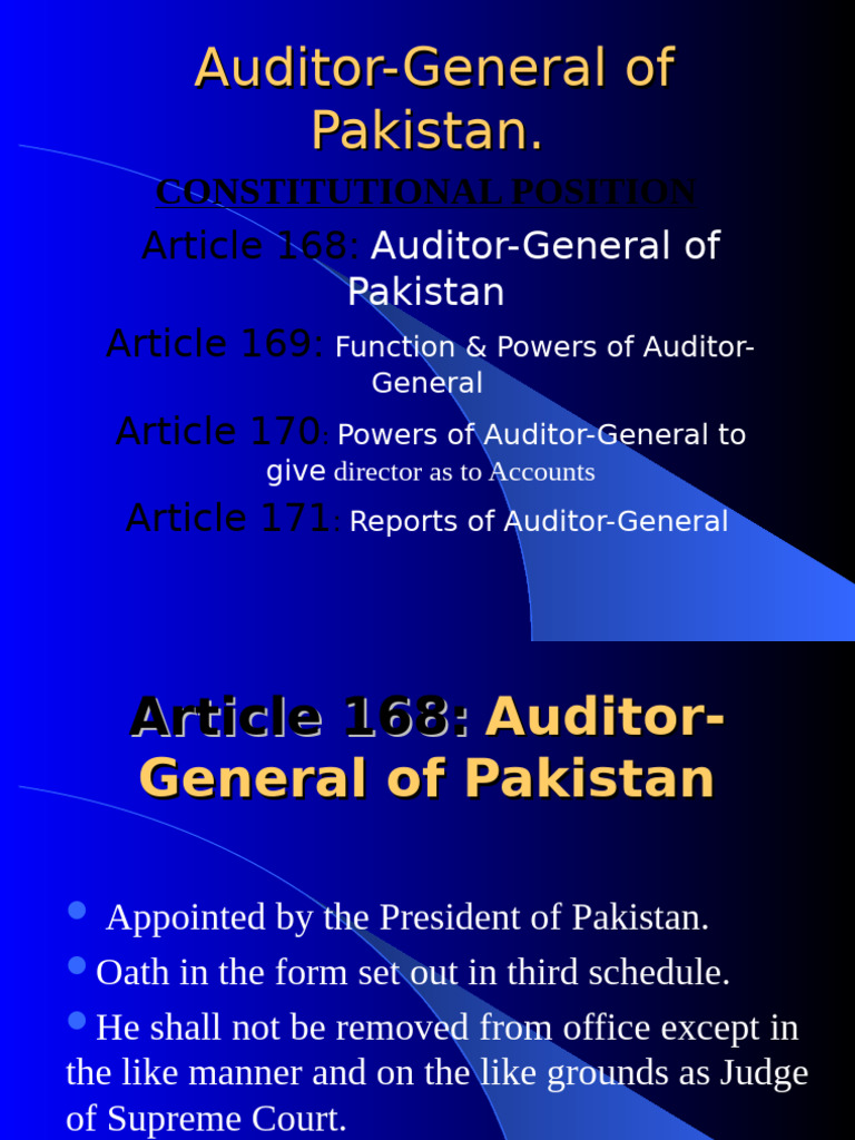 Auditor-General of Pakistan: Roles & Powers | PDF | Audit | Public Law