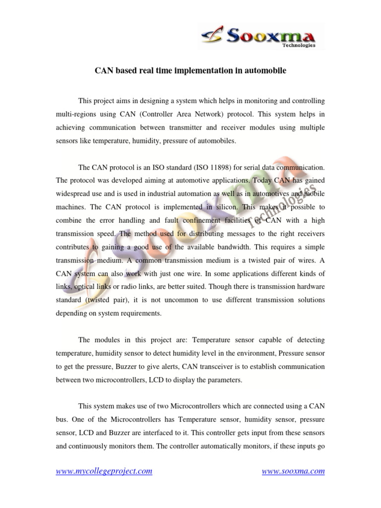 CAN based real time implementation in automobile | PDF ... CAN based real time implementation in automobile | PDF ...