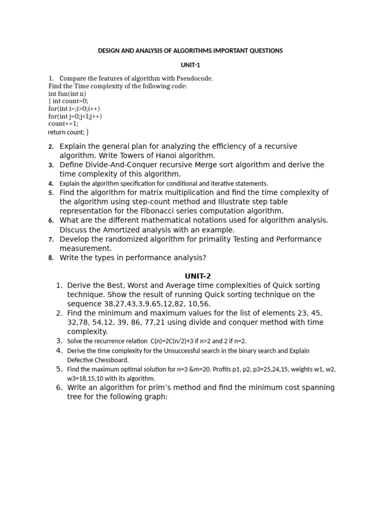 DAA IMP QUES | PDF | Mathematical Relations | Discrete Mathematics