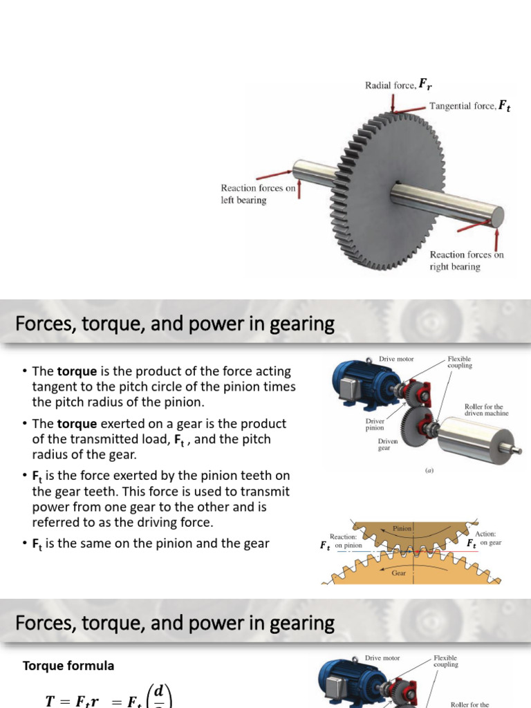 6.3 Forces, Torque, and Power in Gearing | PDF | Gear | Motion (Physics)