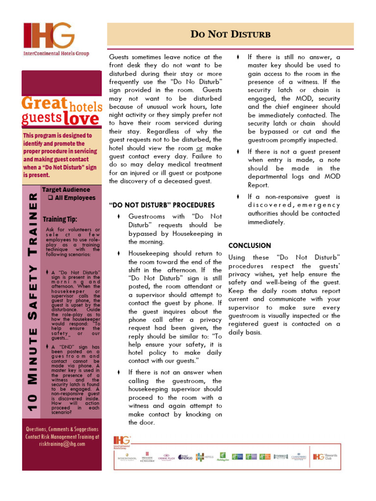 Training - Do+Not+Disturb - EN | PDF
