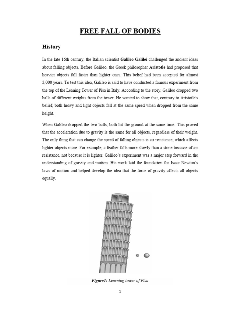 Free fall of bodies | PDF | Gravity | Center Of Mass