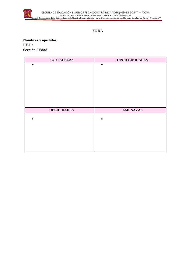 Formato Foda en Blanco | PDF