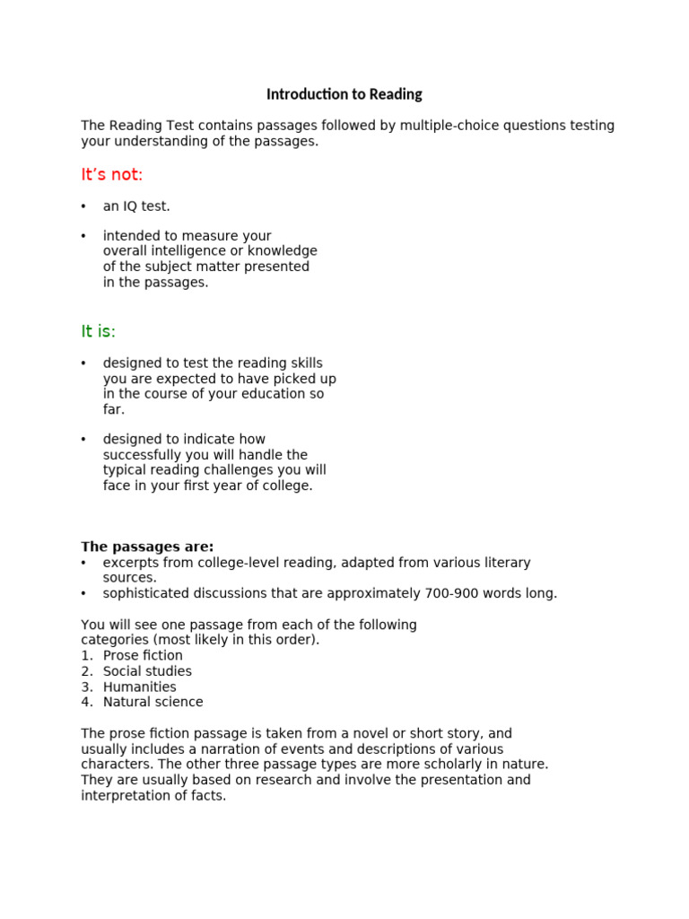 Introduction to Reading | PDF | Multiple Choice | Intelligence