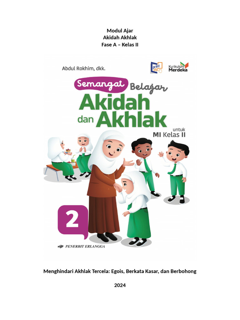 Modul Ajar Semangat Belajar Akidah Dan Akhlak MI Kelas 2 - Bab 2 | PDF