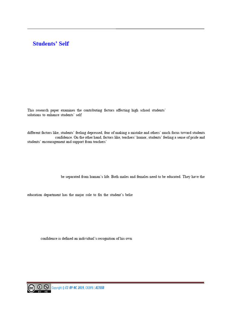 Abdullah Rahimi 2019 Self Confidence | PDF | Self Esteem | Anxiety