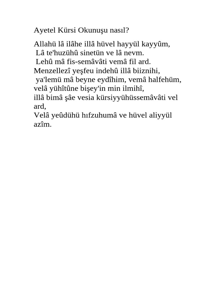 Ayetel Kursi | PDF