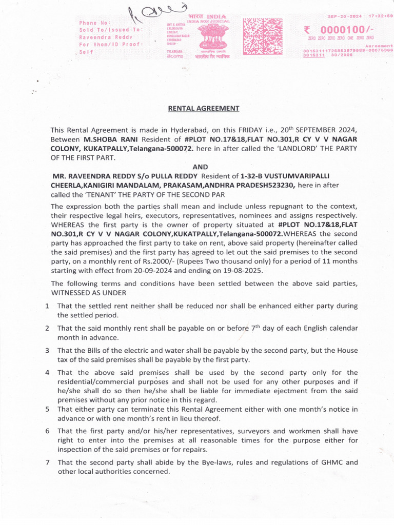 Rental aggrement | PDF