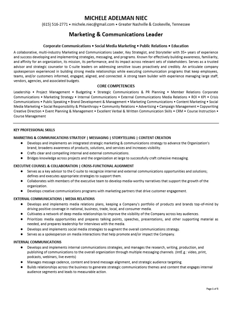 Marketing & Communications Expert Profile | PDF | Public Relations ...