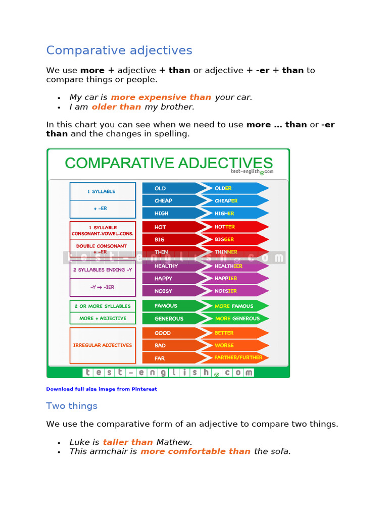 Comparative Adjectives Guide | PDF | Adjective | Linguistic Morphology