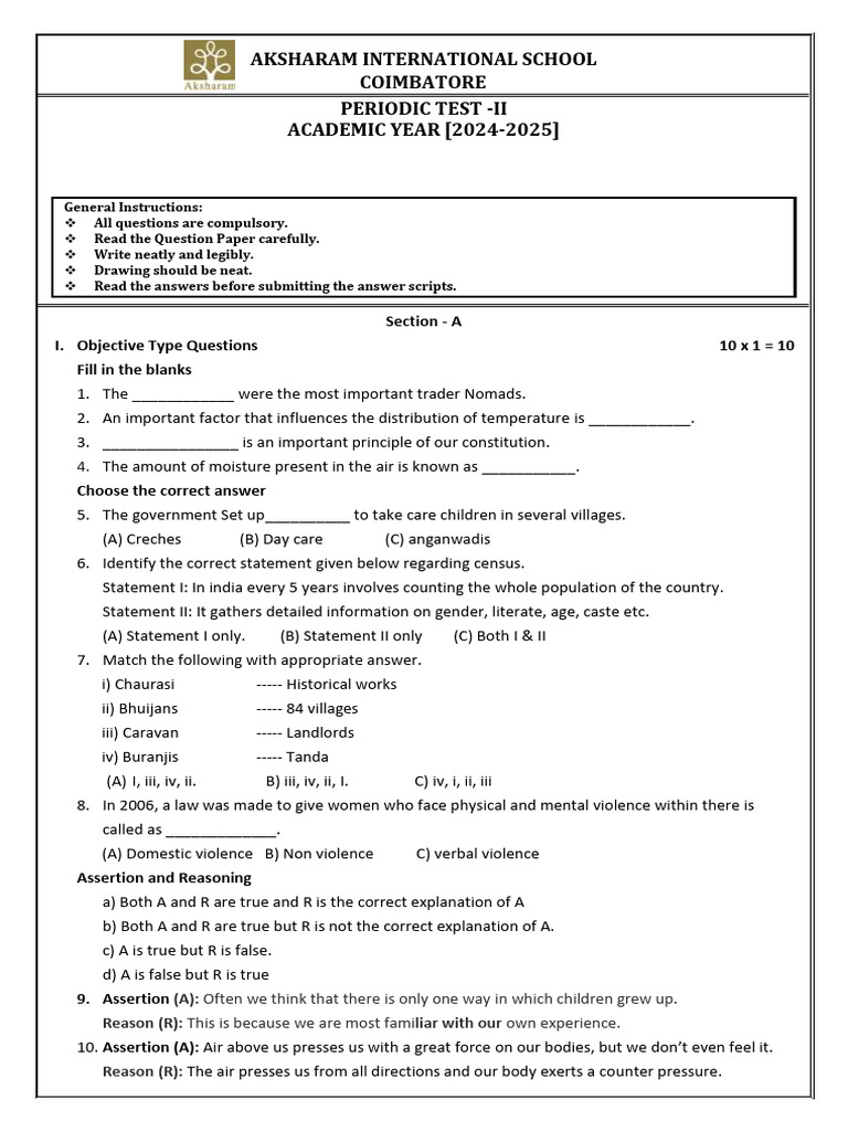 Grade 7 Social Science Test | PDF