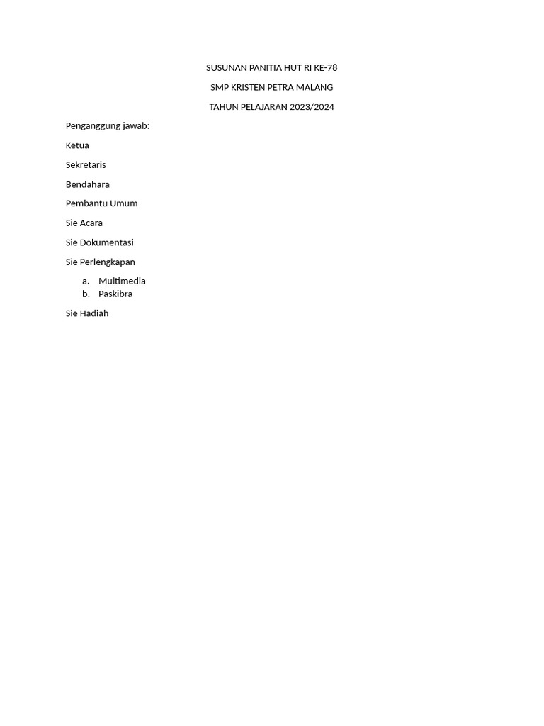 Susunan Panitia Hut Ri Ke | PDF