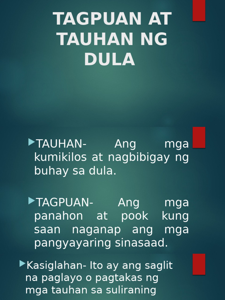 Tagpuan at Tauhan NG Dula | PDF