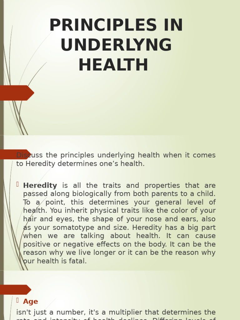 Principles in Underlyng Health | PDF | Malnutrition | Nutrients