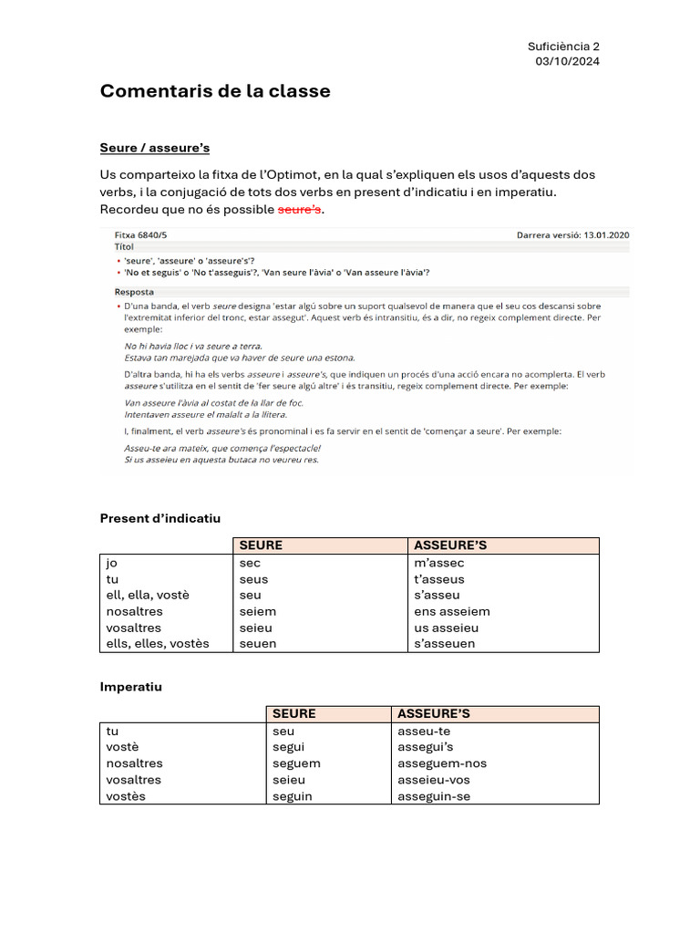 Comentaris Classe 3 | PDF