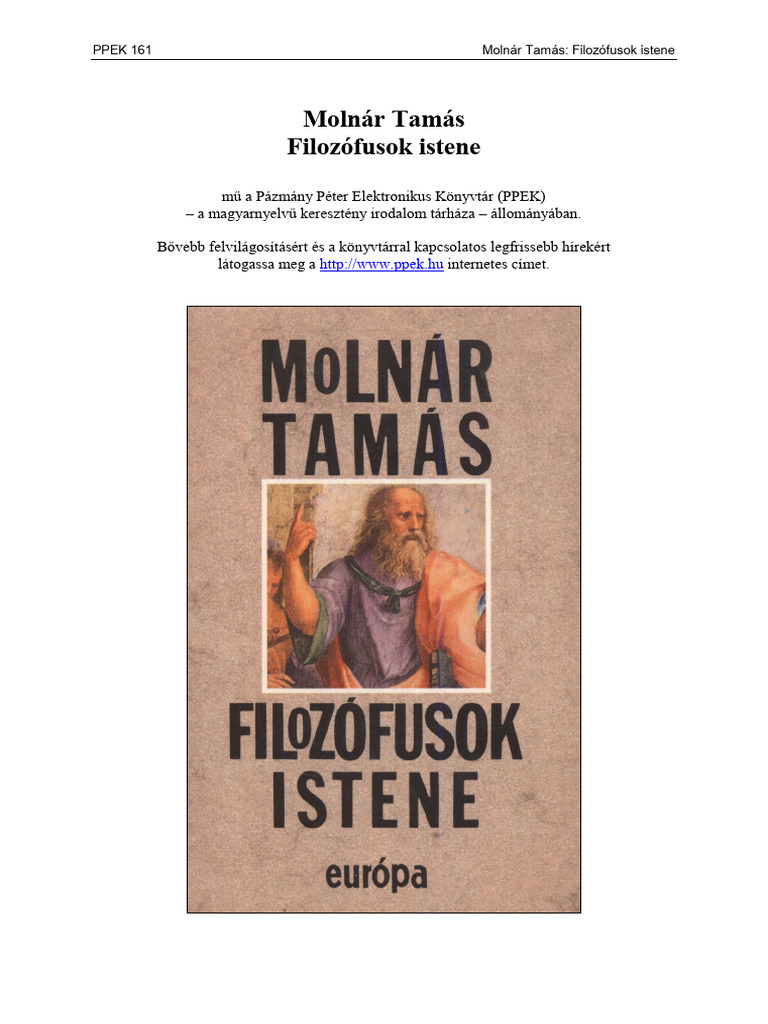 Molnar Tamas Filozofusok Istene 1 | PDF