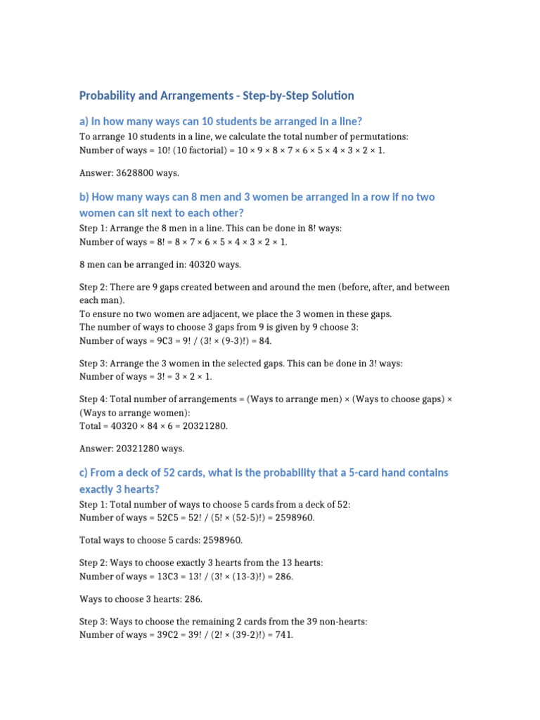 Probability and Arrangements Step by Step | PDF