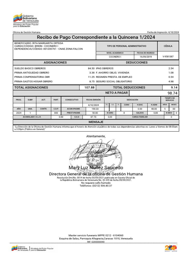 Baucher Rita Septiembre | PDF