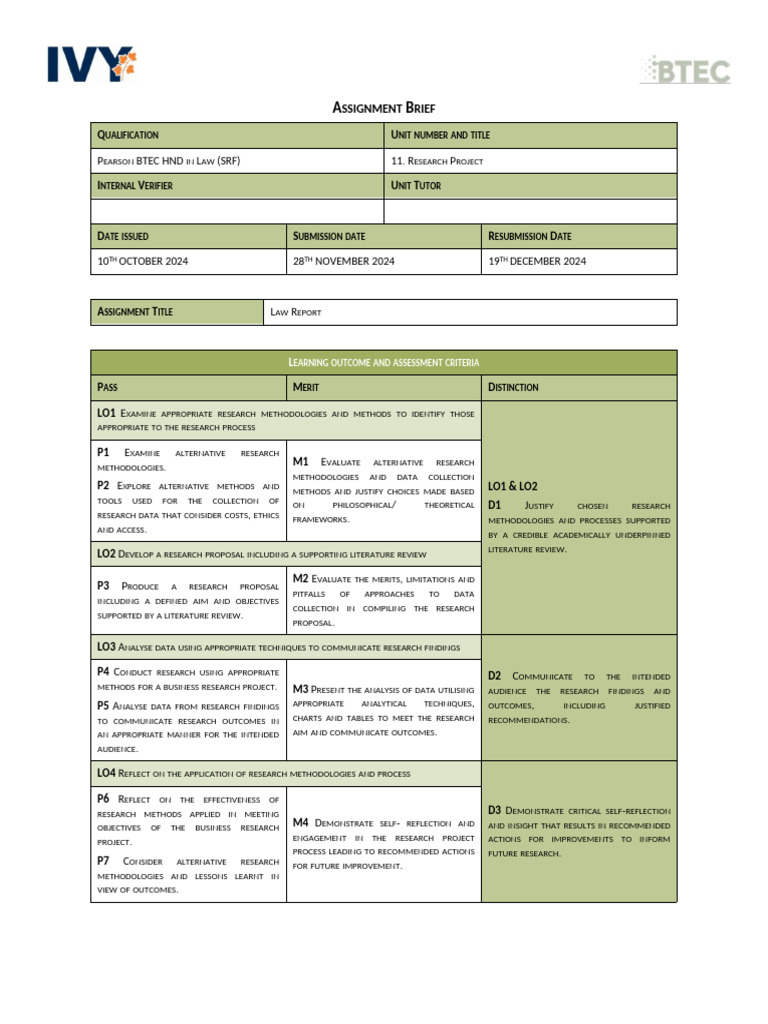Research Project Brief HND | PDF | Methodology | Validity (Statistics)