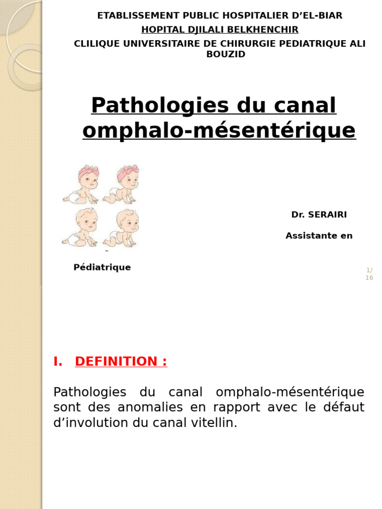 Présentation Pathologies Du Canal Omphalo-Mésentérique | PDF | Maladies ...