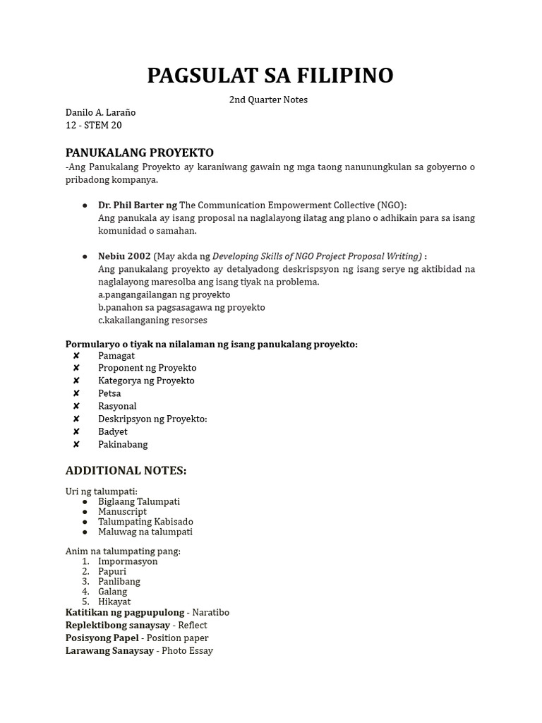 PAGSULAT SA FILIPINO | PDF