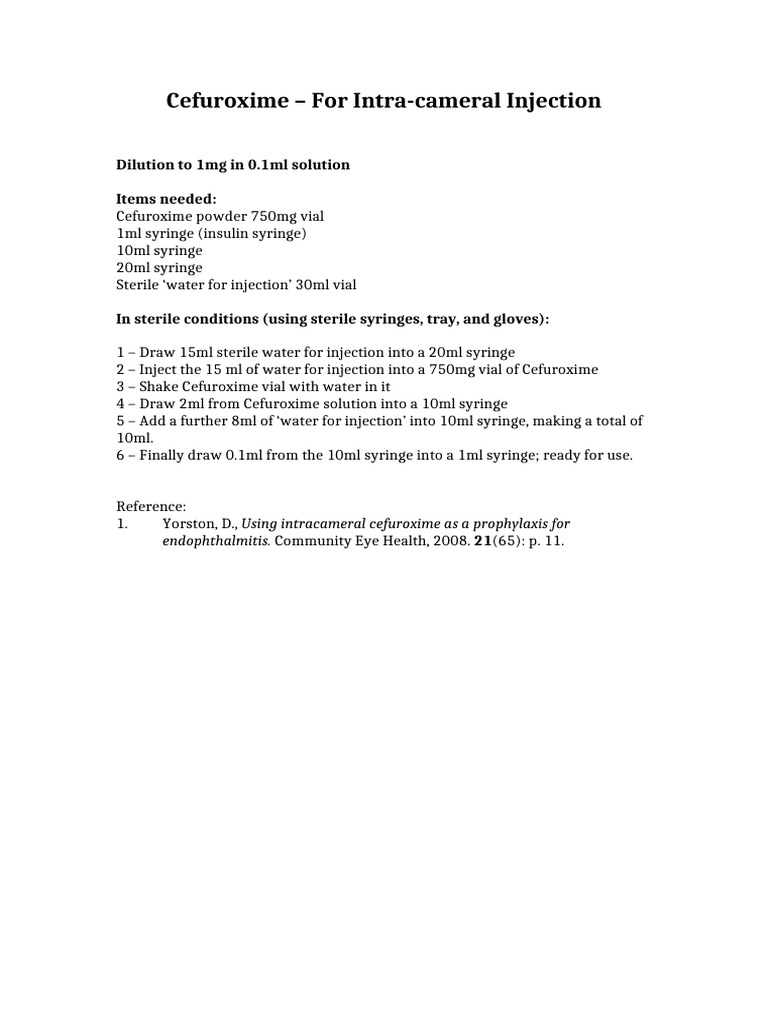 3-2 Cefuroxime - Intracameral | PDF