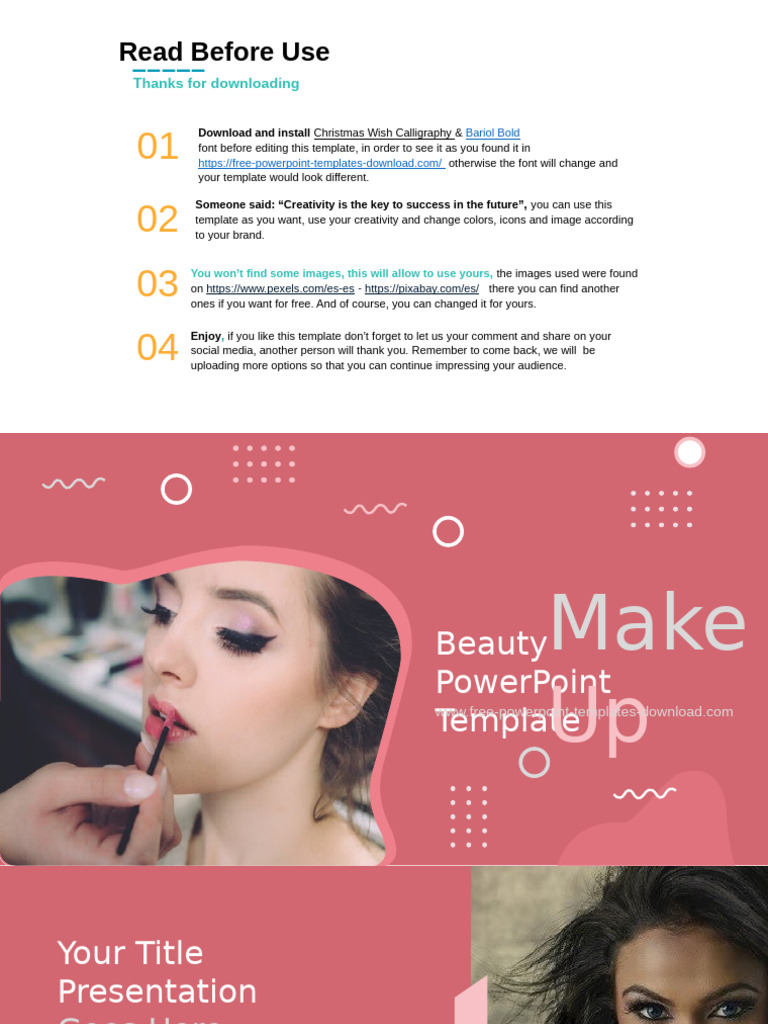 Free Beauty Makeup Powerpoint Templates | PDF | Graphic Design | Writing