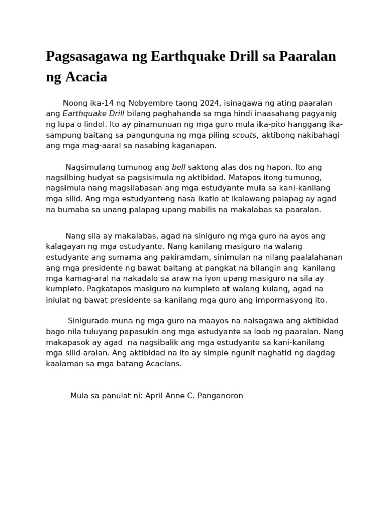 Pagsasanay Sa News Article NG Pampahayagan Sa Filipino | PDF