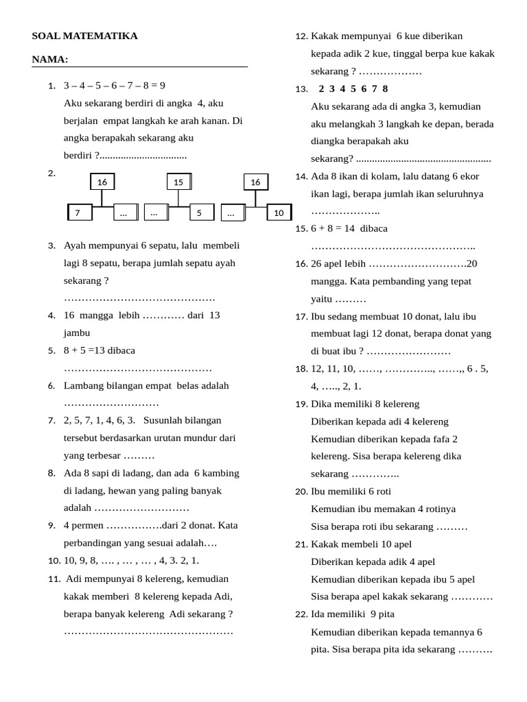 Soal Matematika 1 | PDF