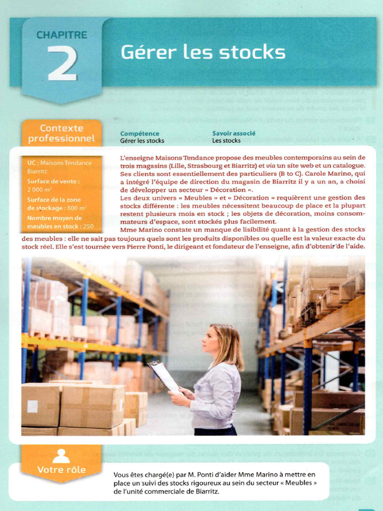 MCO Gérer Les Stocks Objectifs Annexes 1 À 5 Fiches Ressources 1 Et 2 | PDF