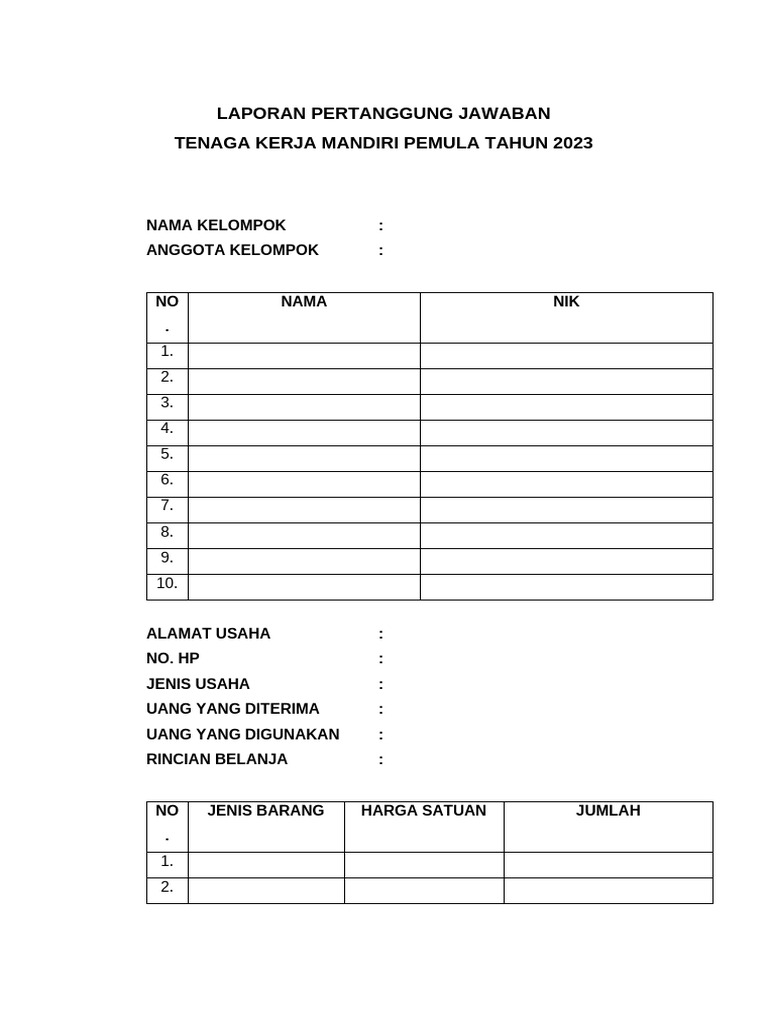 Contoh Rencana Format Laporan Pertanggung Jawaban 2023 | PDF