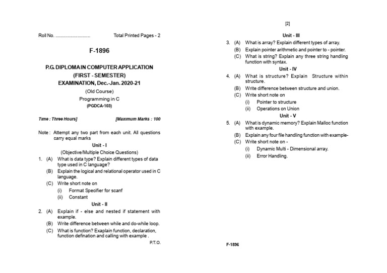 Programing In C 2021 22 1896 Pdf Pointer Computer Programming C