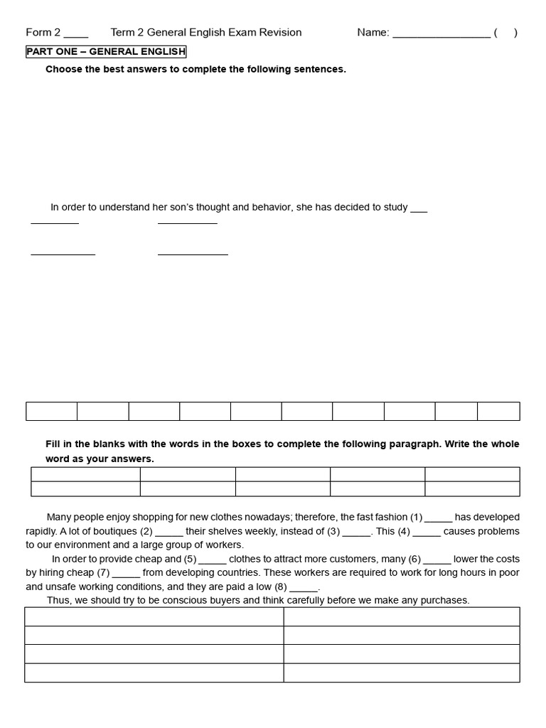 English Exam Revision Guide | PDF | Verb | Adverb