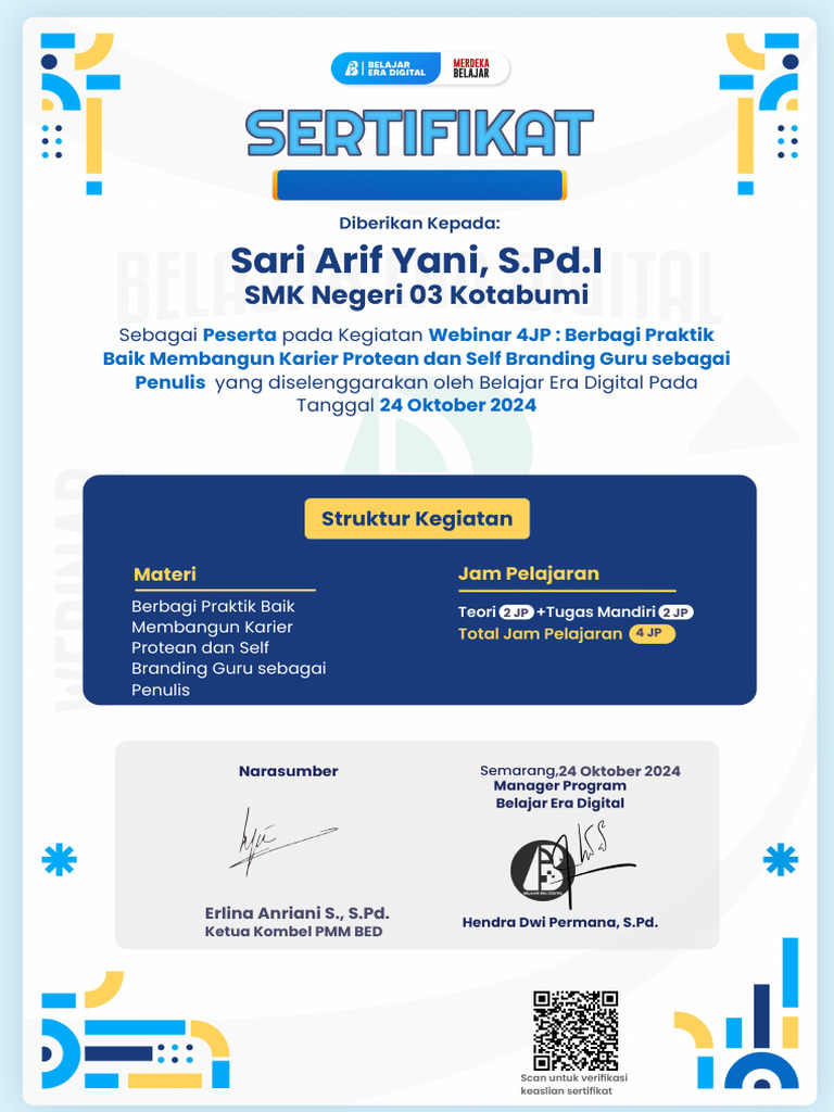 Sertifikat - Sari Arif Yani, S.Pd.I-5 | PDF