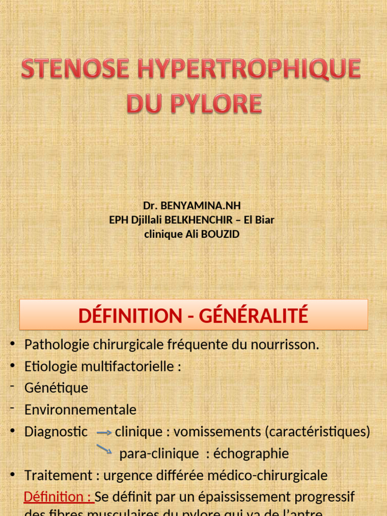 Sténose hypertrophique du pylore chez le nourrisson | PDF | Estomac ...