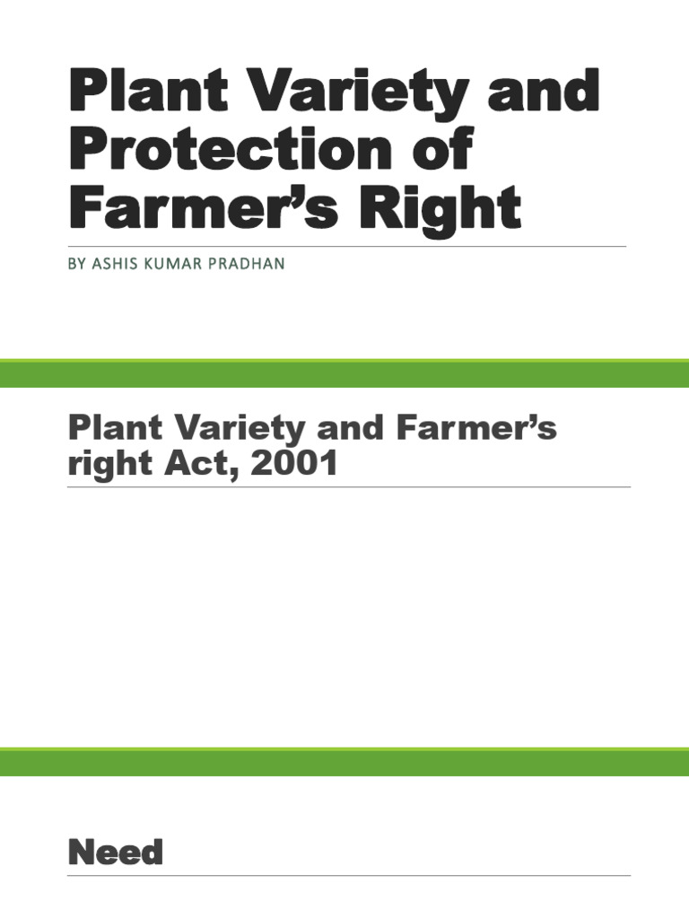 Plant Variety and Protection of Farmers Right | PDF