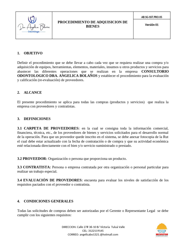 ANEXO 18 Procedimiento Adquisicion de Bienes | PDF | Business