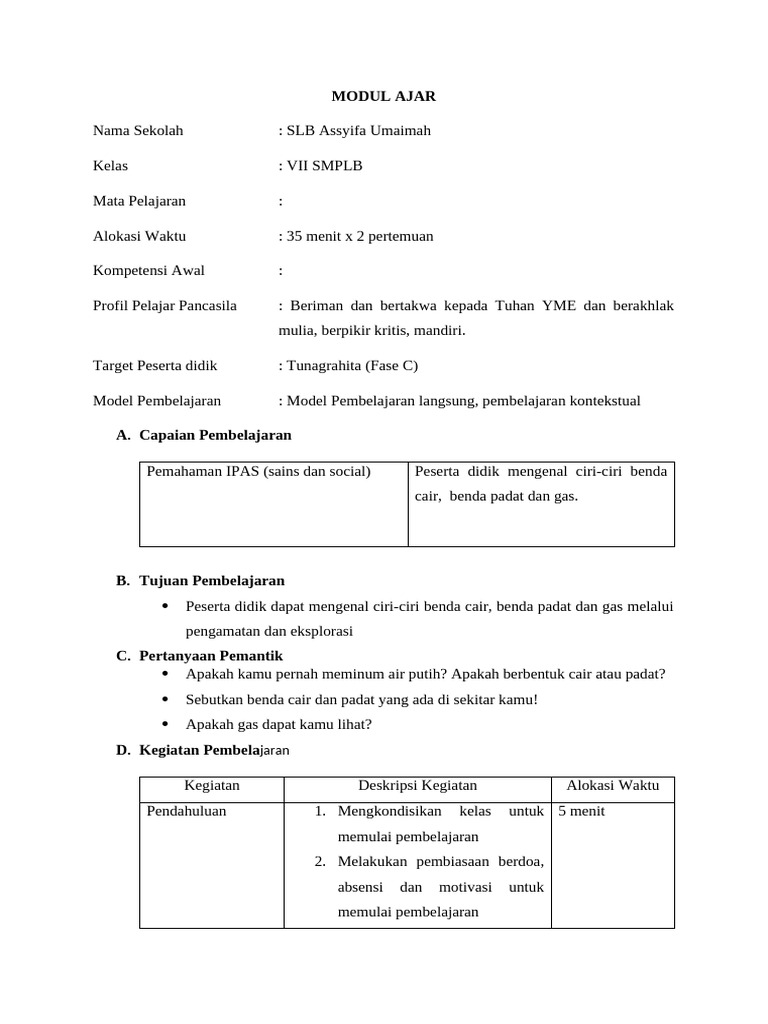 Modul Ajar Ipa SMPLB | PDF