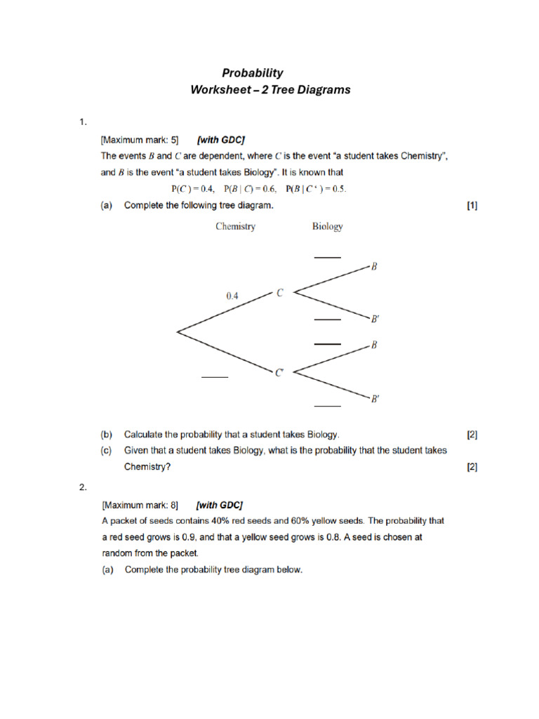 Probability Worksheet 2 | PDF